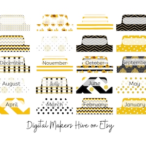 Sunflower Monthly Printable Divider Journal Tabs - Etsy