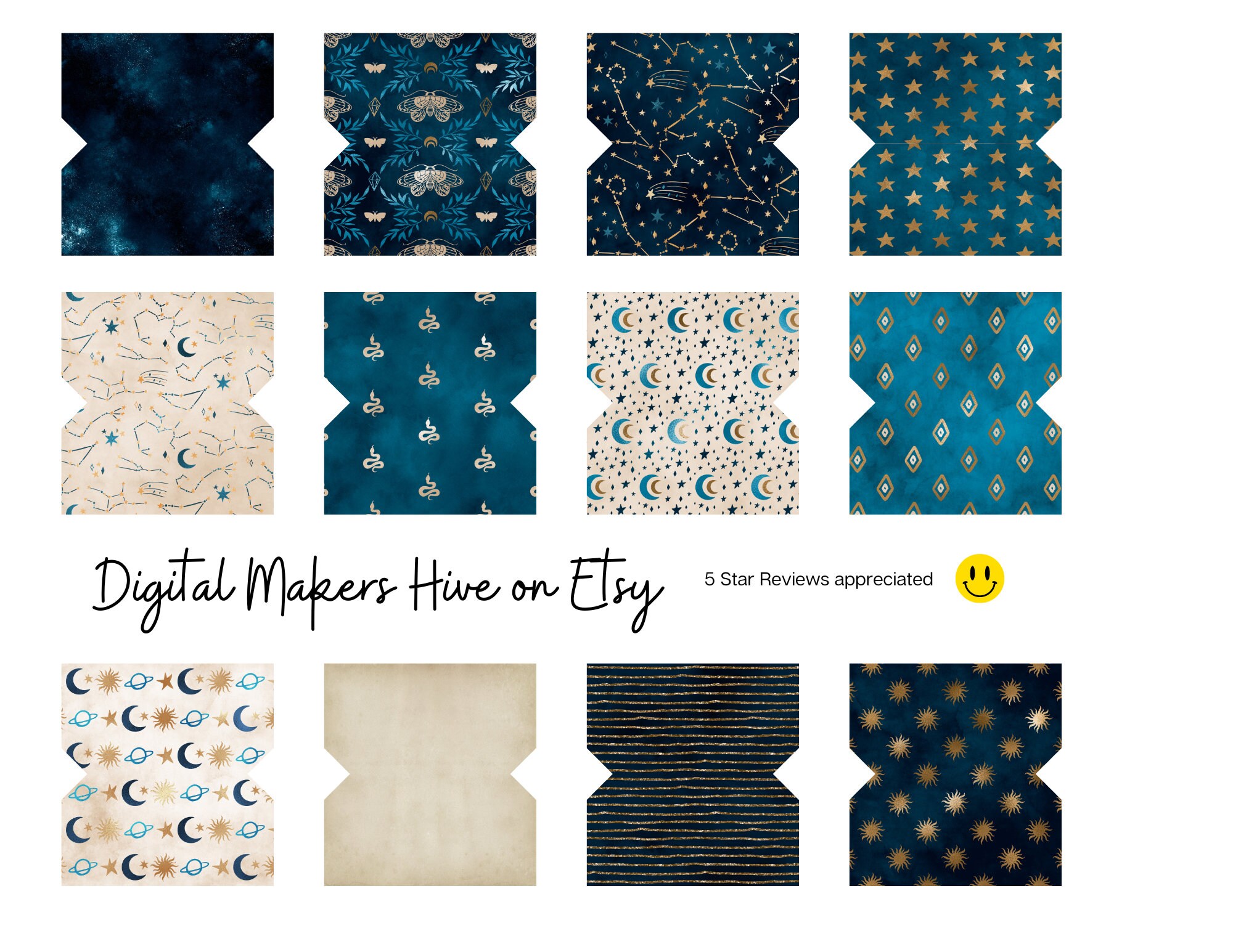 36 Blue and Gold Printable Divider Journal Tabs - Etsy