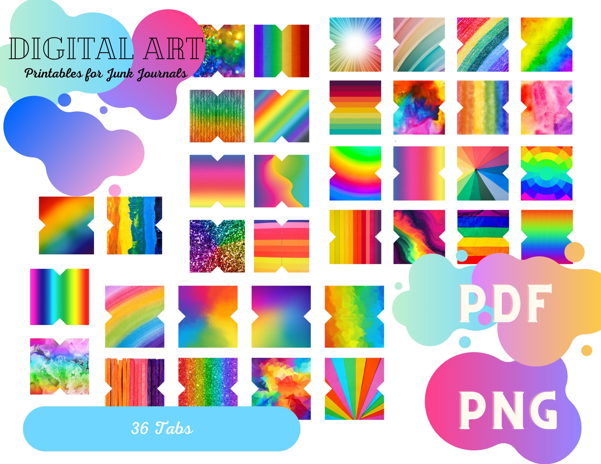 36 Rainbow Printable Divider Journal Notebook Tabs - Etsy