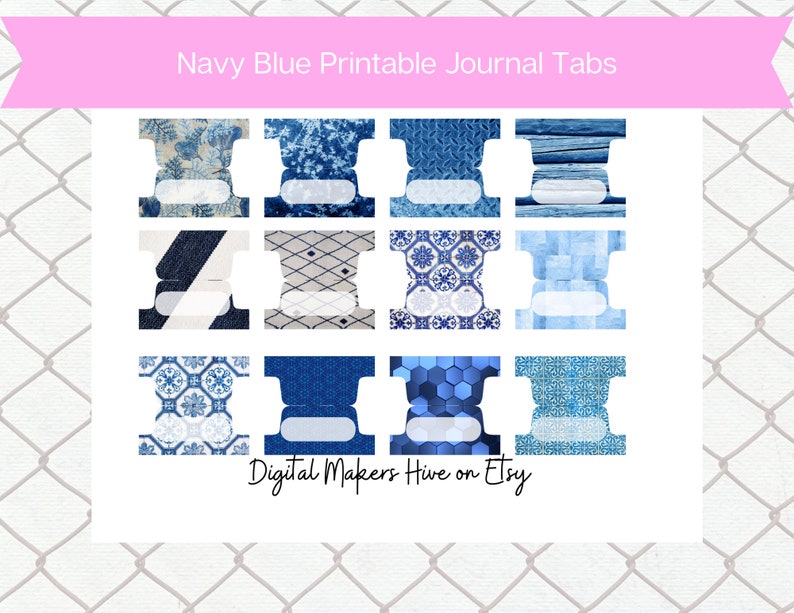 Navy Blue Printable Divider Journal Tabs - Etsy