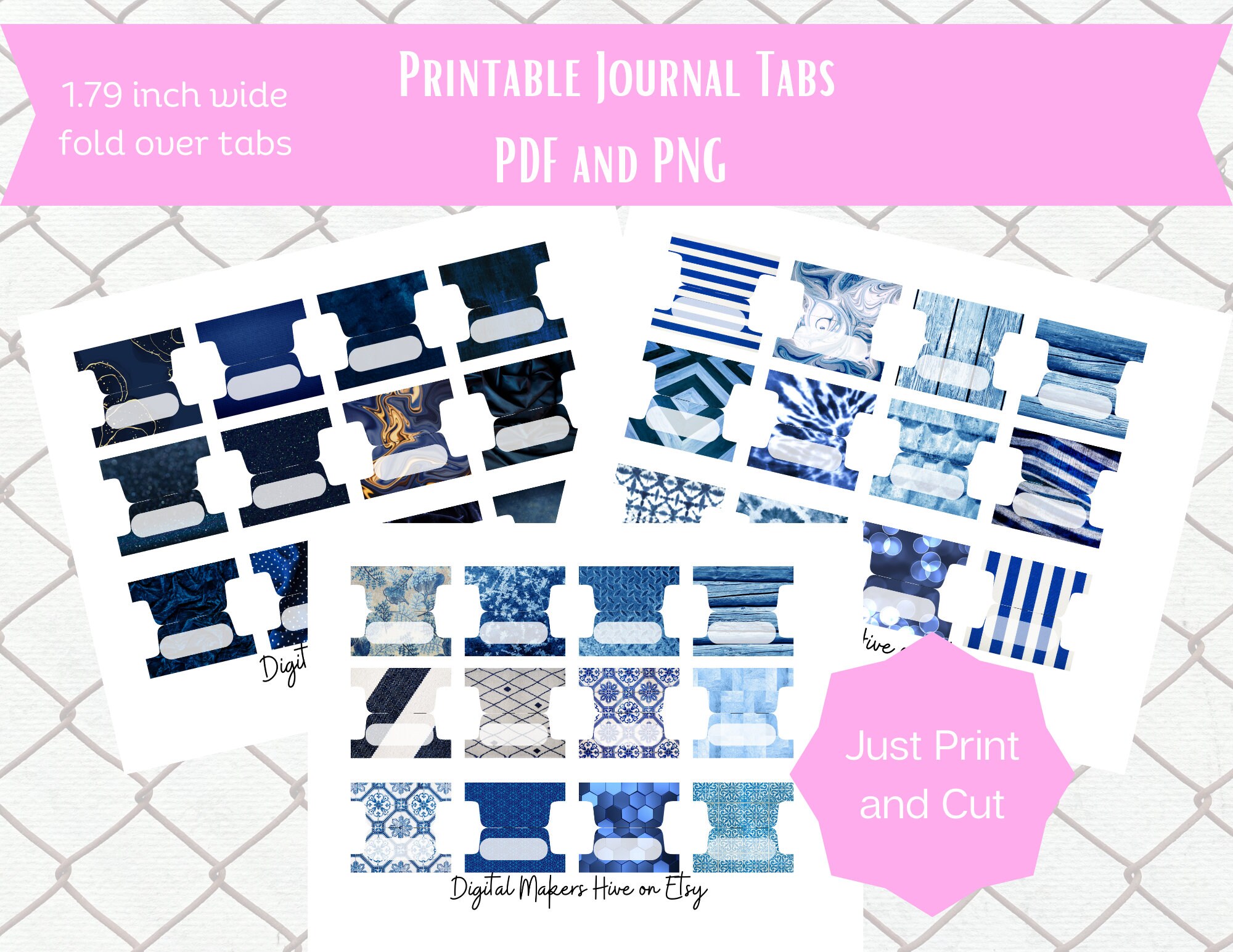 Navy Blue Printable Divider Journal Tabs - Etsy