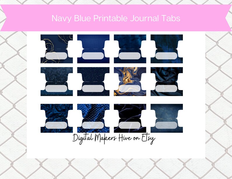 Navy Blue Printable Divider Journal Tabs - Etsy