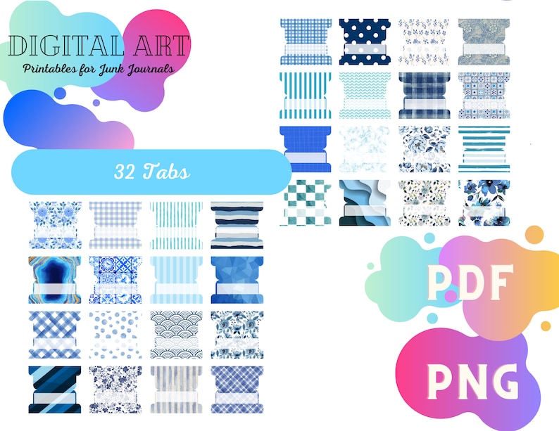 Organize in Style - 32 Print-at-home Blue Journal Tabs With Beautiful ...