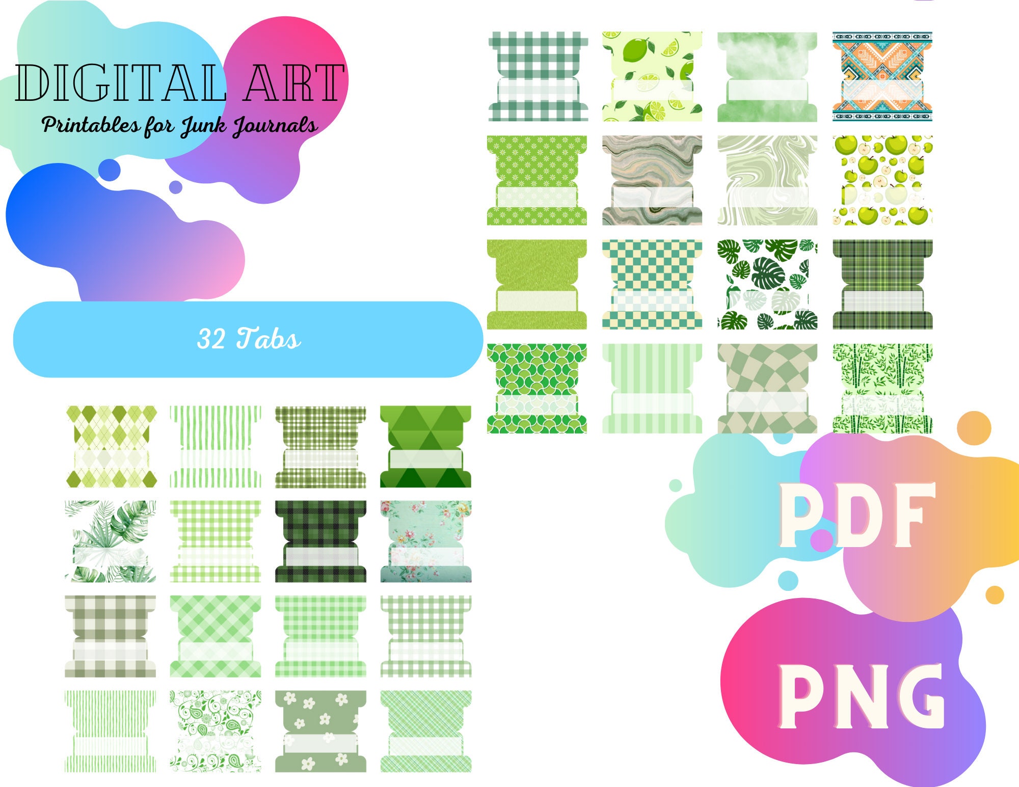 Get Creative With Green: 32 Print-at-home Journal Tabs to Personalize ...