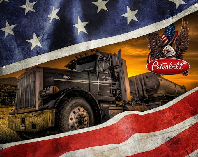 Peterbilt Truck With Eagle and American Flag (includes Straight and Tapered) - Etsy