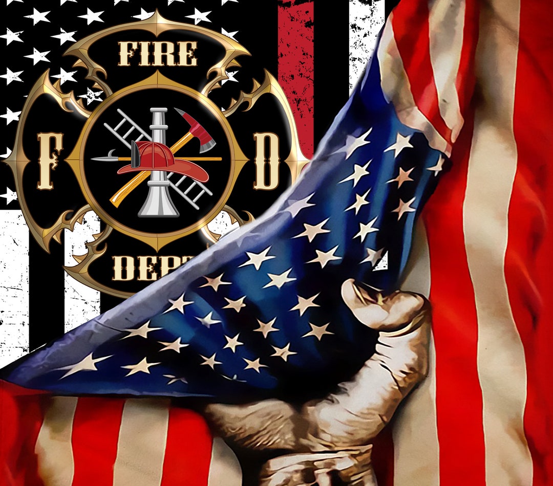 Digital Download Only-fire Fighter Maltese Cross With American Flag ...