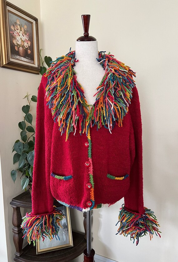 Vintage Wool Folk Cardigan, European Folk Cardigan, V… - Gem