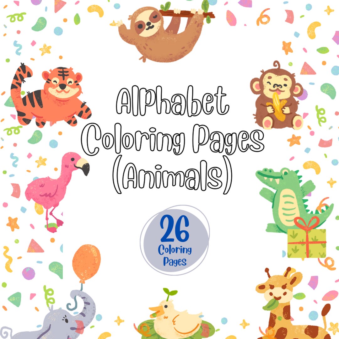 Animals Alphabet Coloring Pages 26 Printable Sheets ABC Colouring Book ...