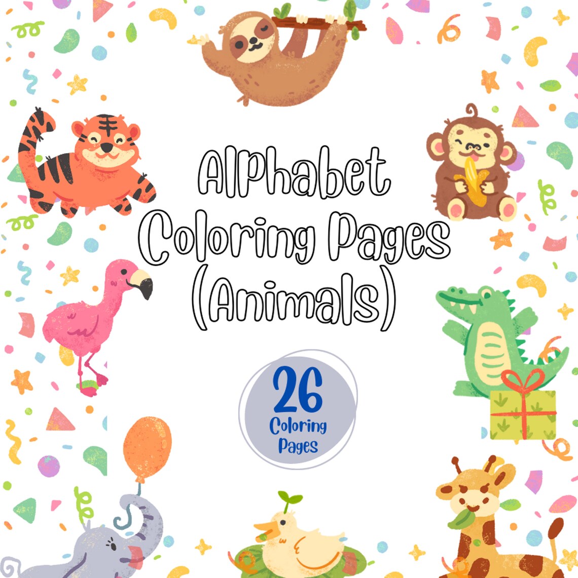 Animals Alphabet Coloring Pages 26 Printable Sheets ABC Colouring Book ...