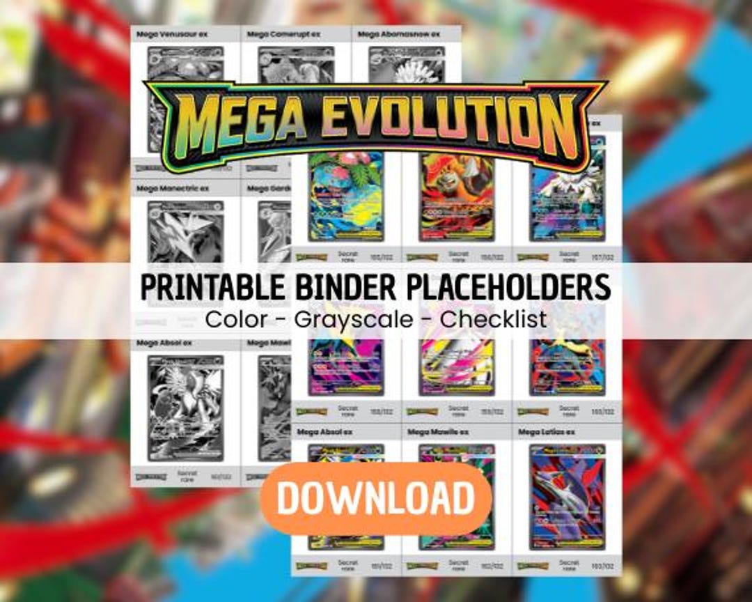 Mega Evoluton | Printable Binder Placeholders - Etsy