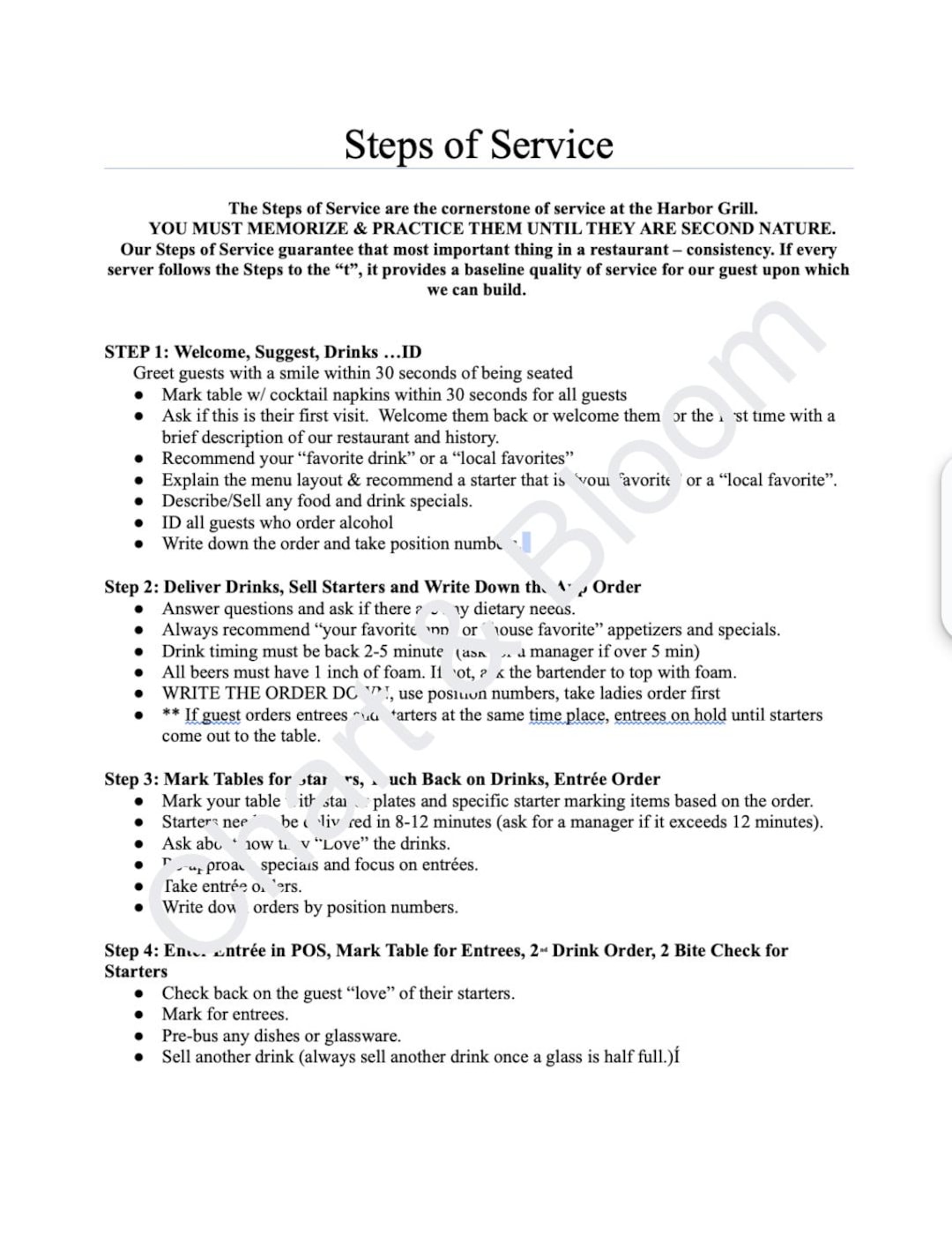 Server Steps of Service - Etsy