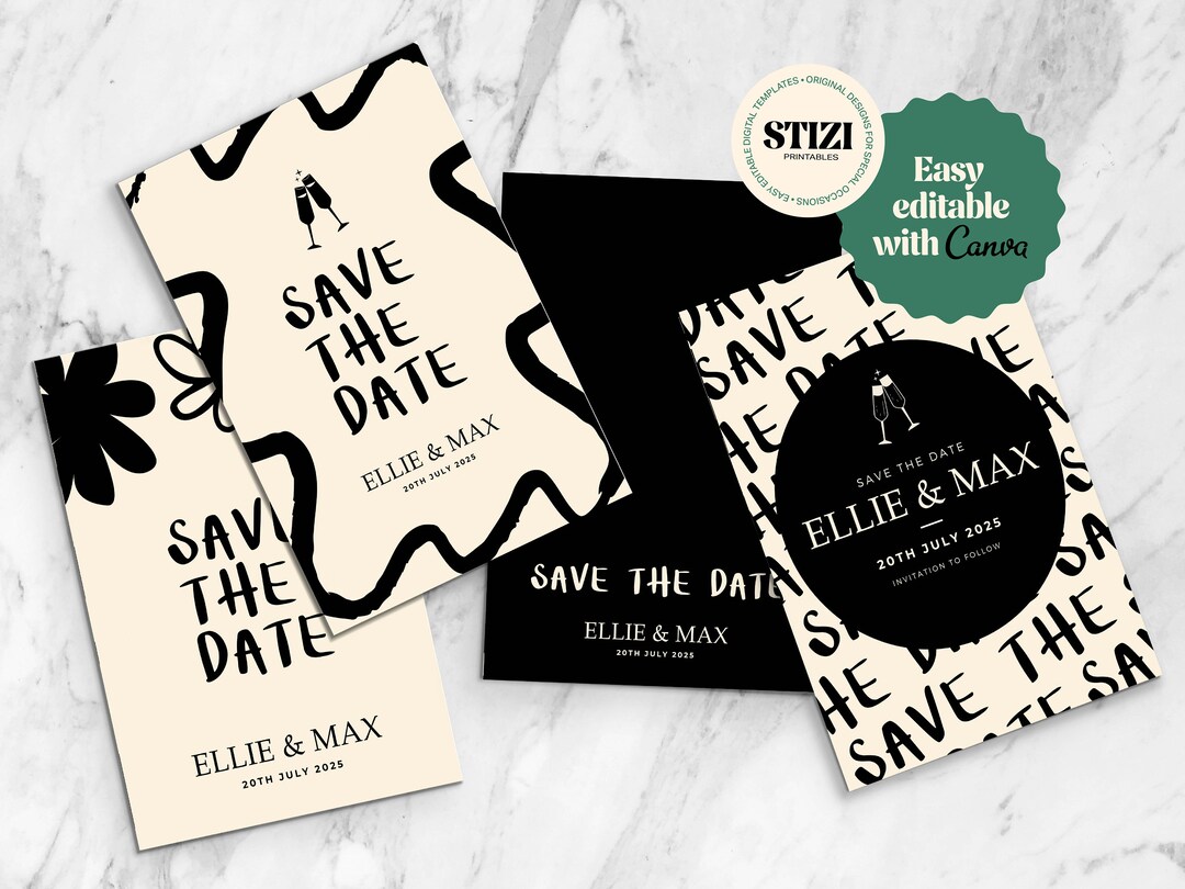 Fun SAVE THE DATE Template, Quirky, Editable Download, Handwritten ...