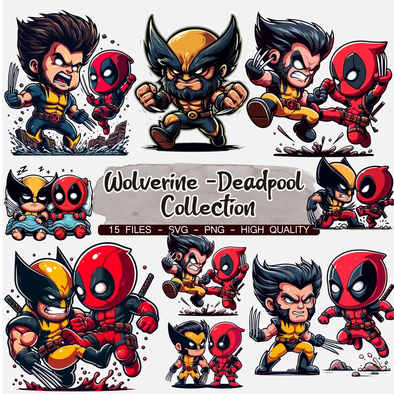 Wolverine and Deadpool Png Svg Bundle Set, Transparent Background - Etsy