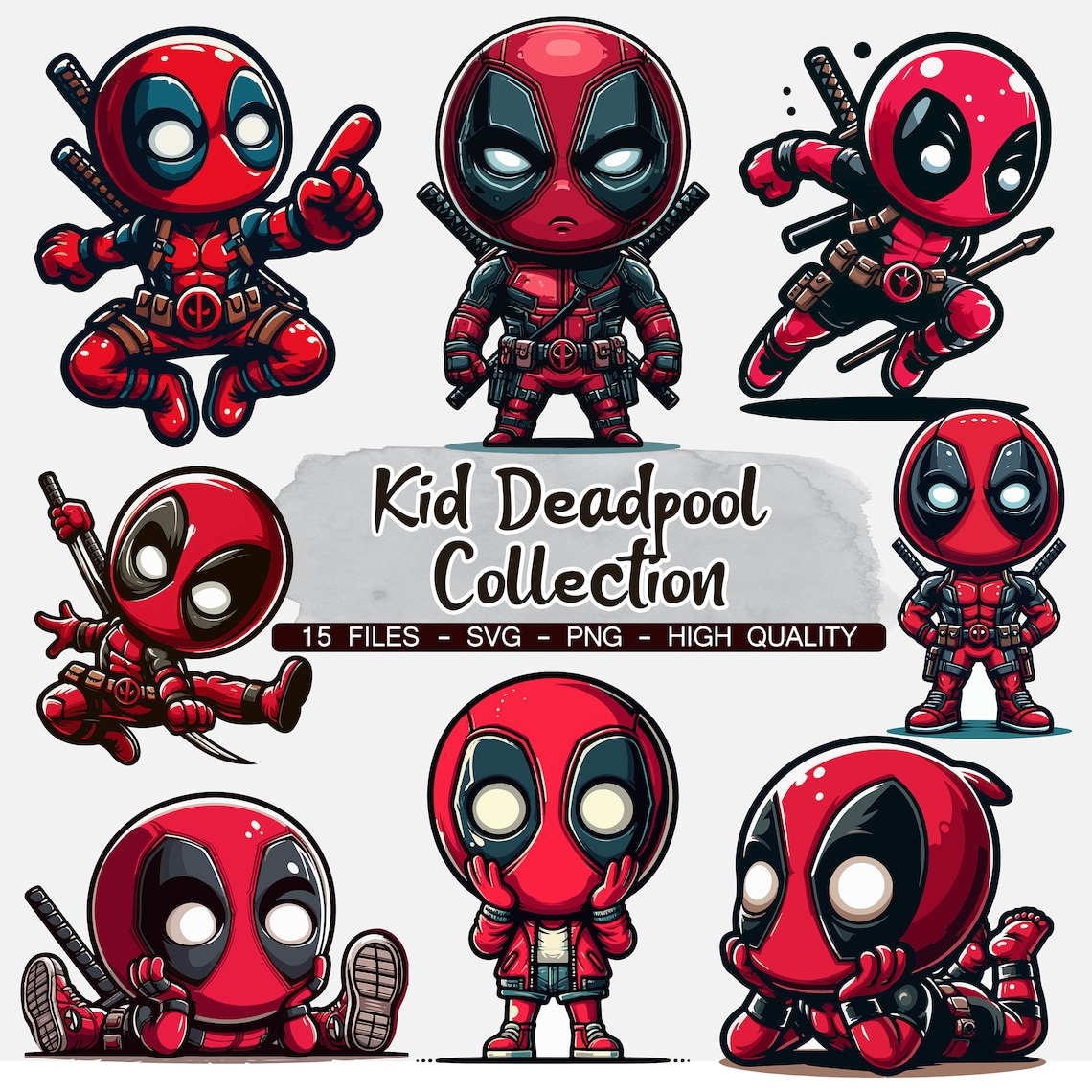 Deadpool Clipart, Kid Deadpool Bundle, Deadpool Boy Clipart, Svg, PNG ...