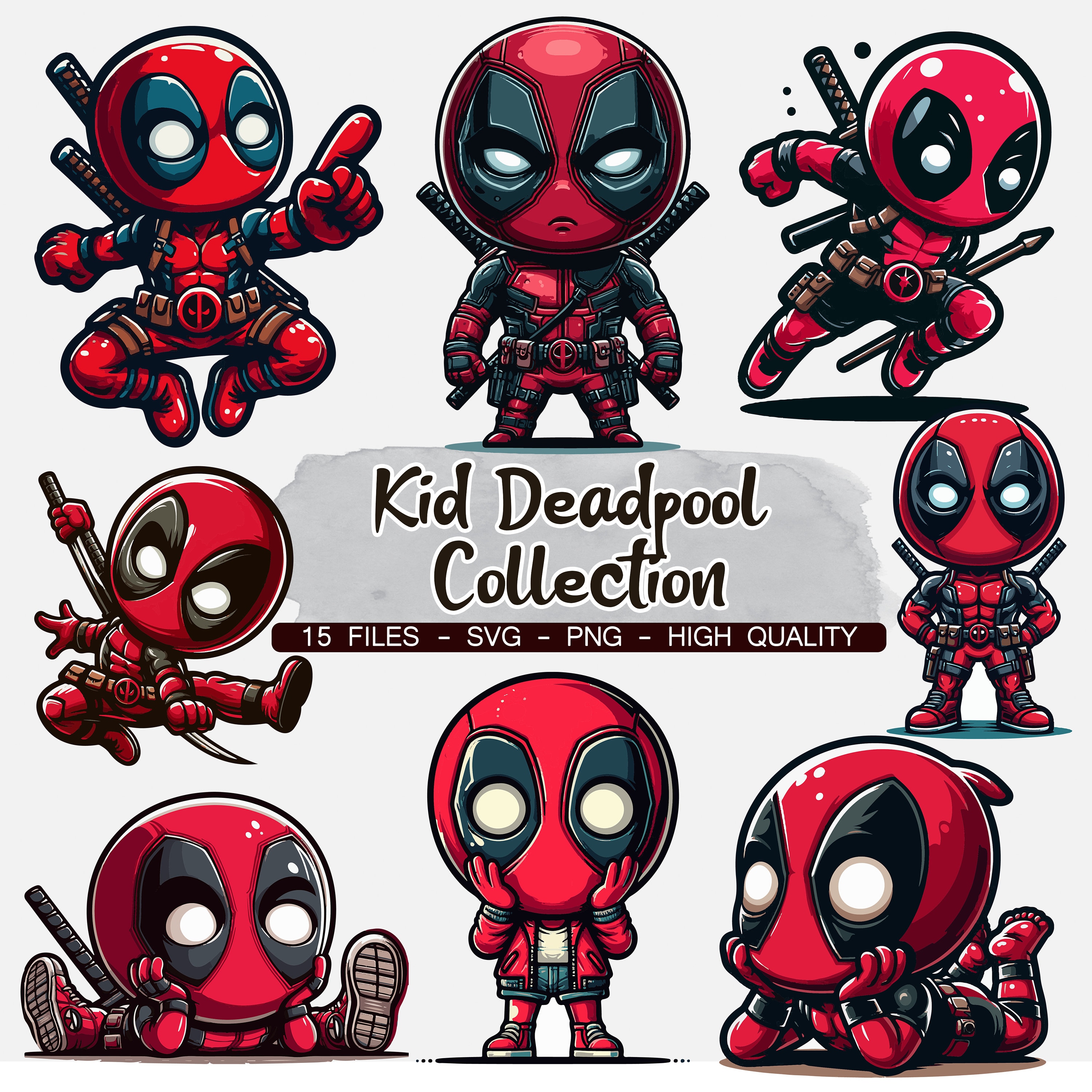 Deadpool Clipart, Kid Deadpool Bundle, Deadpool Boy Clipart, Svg, PNG ...