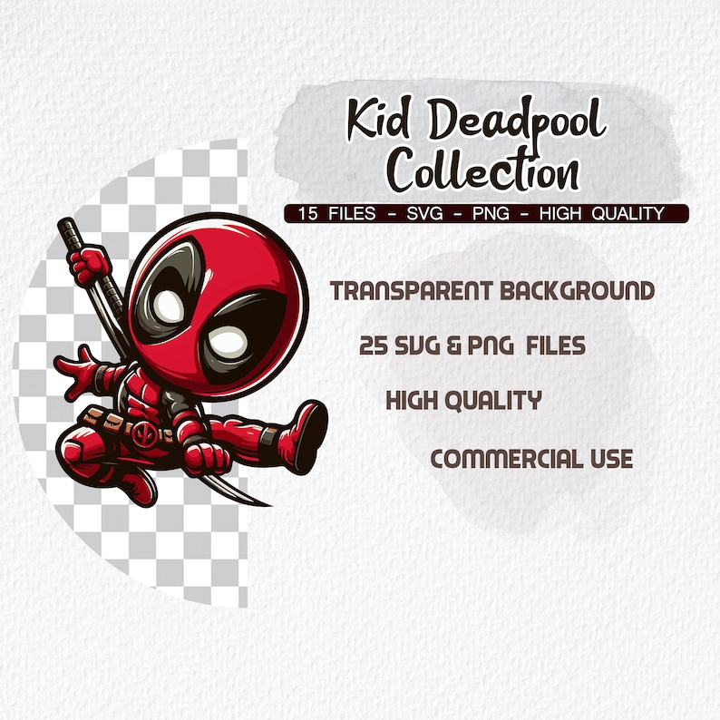 Deadpool Clipart, Kid Deadpool Bundle, Deadpool Boy Clipart, Svg, PNG ...