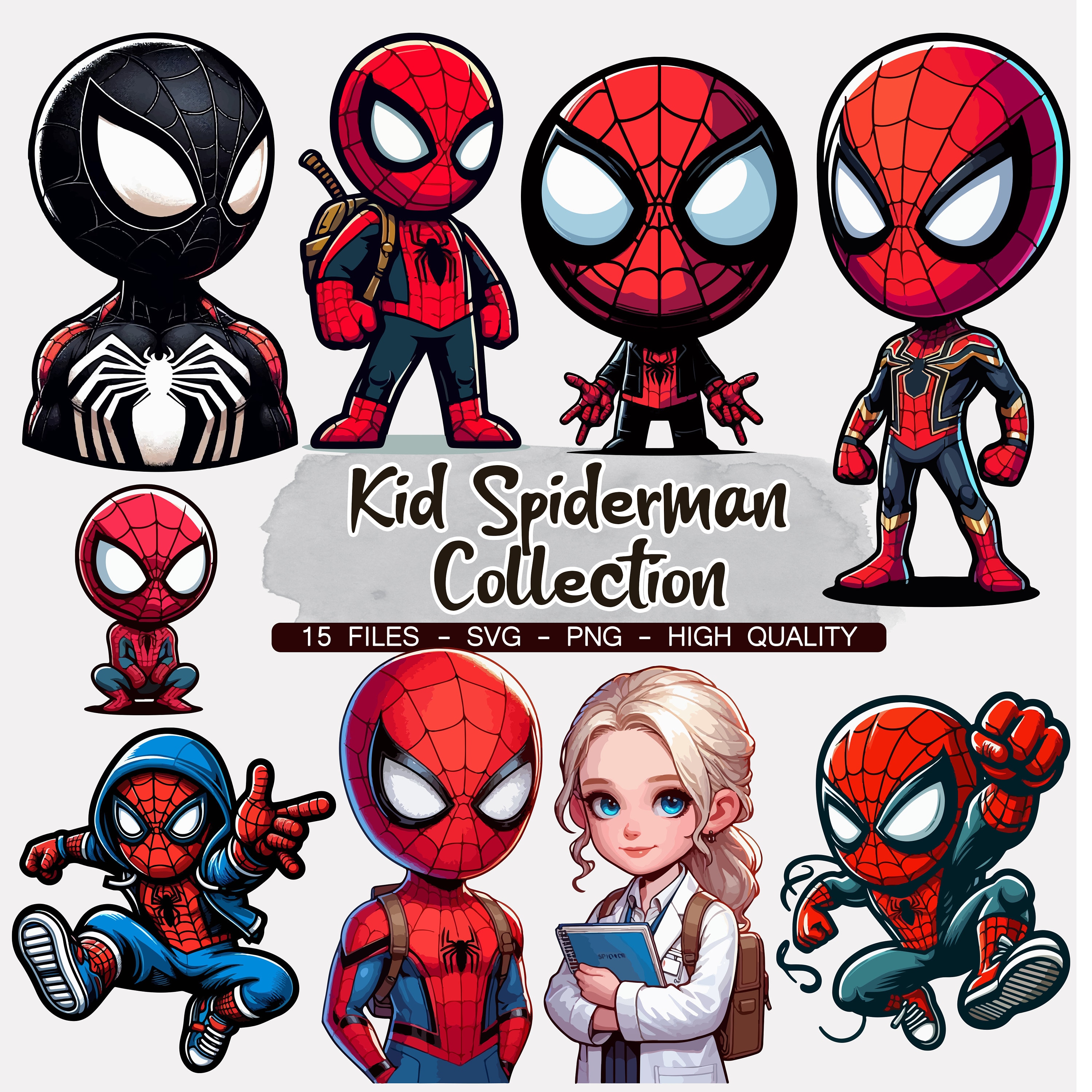 Kid Spider Man Clipart, Spider Boy Bundle, Spider Kid Clipart, Svg, PNG ...