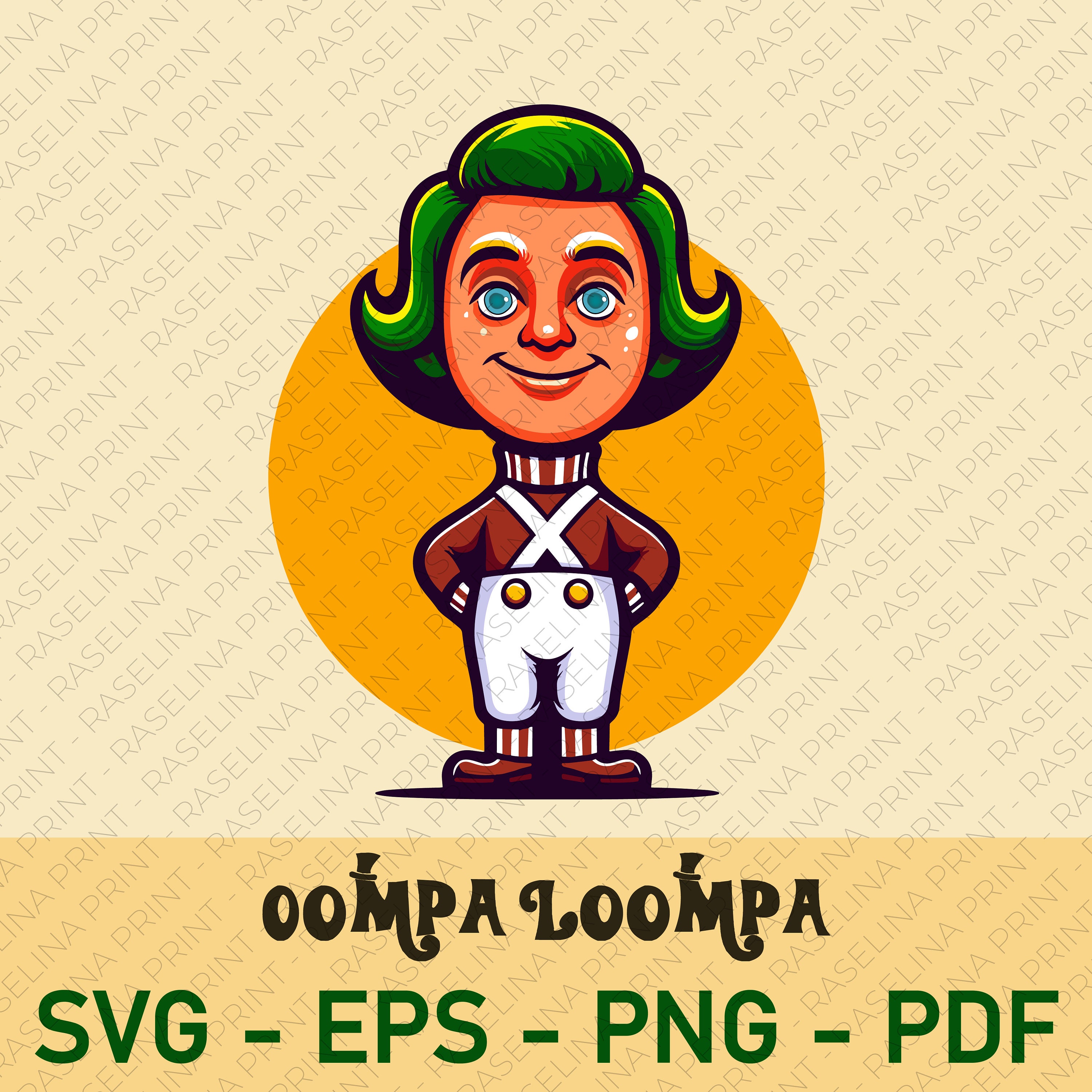 Oompa Loompa, Wonka Chocolate Clipart, SVG, PNG, Digital Product - Etsy