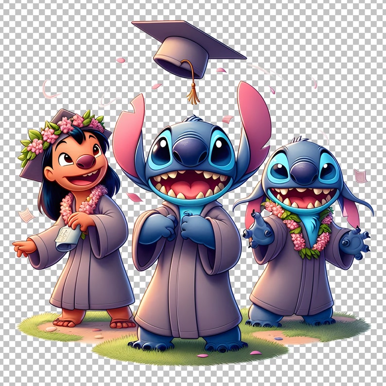 Stitch Graduation Cap Throwing 2024 Clipart, Stitch PNG, Stitch ...
