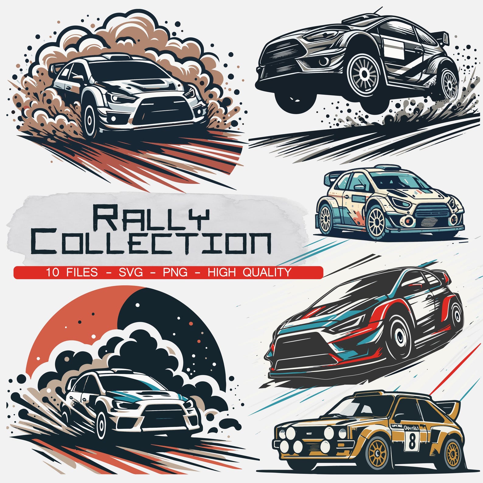 Legendary Rally Cars, Race Moments – SVG and PNG Digital File Set ...