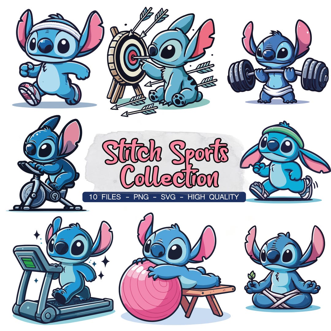 Stitch Sport Clipart, Stitch PNG, Stitch Walking, Running SVG, Cute ...
