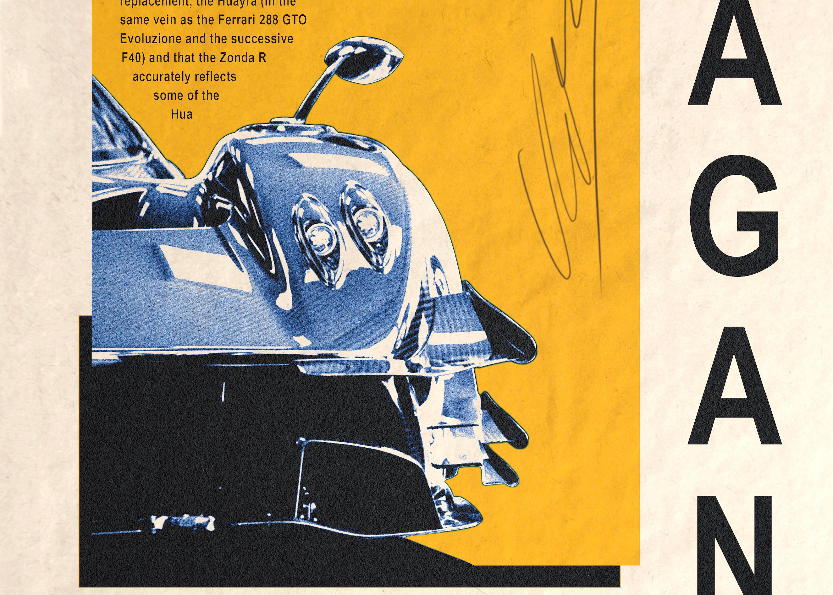 Pagani Zonda R Vintage A3 Poster. Print, Sports Car, Retro Supercar ...