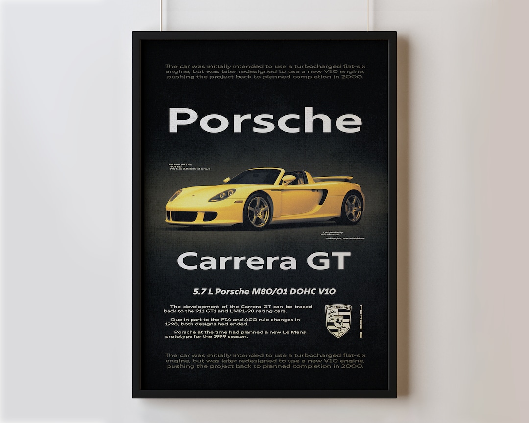 Porsche Carrera GT A3 Poster Super Car Poster A3 Print Car Poster ...