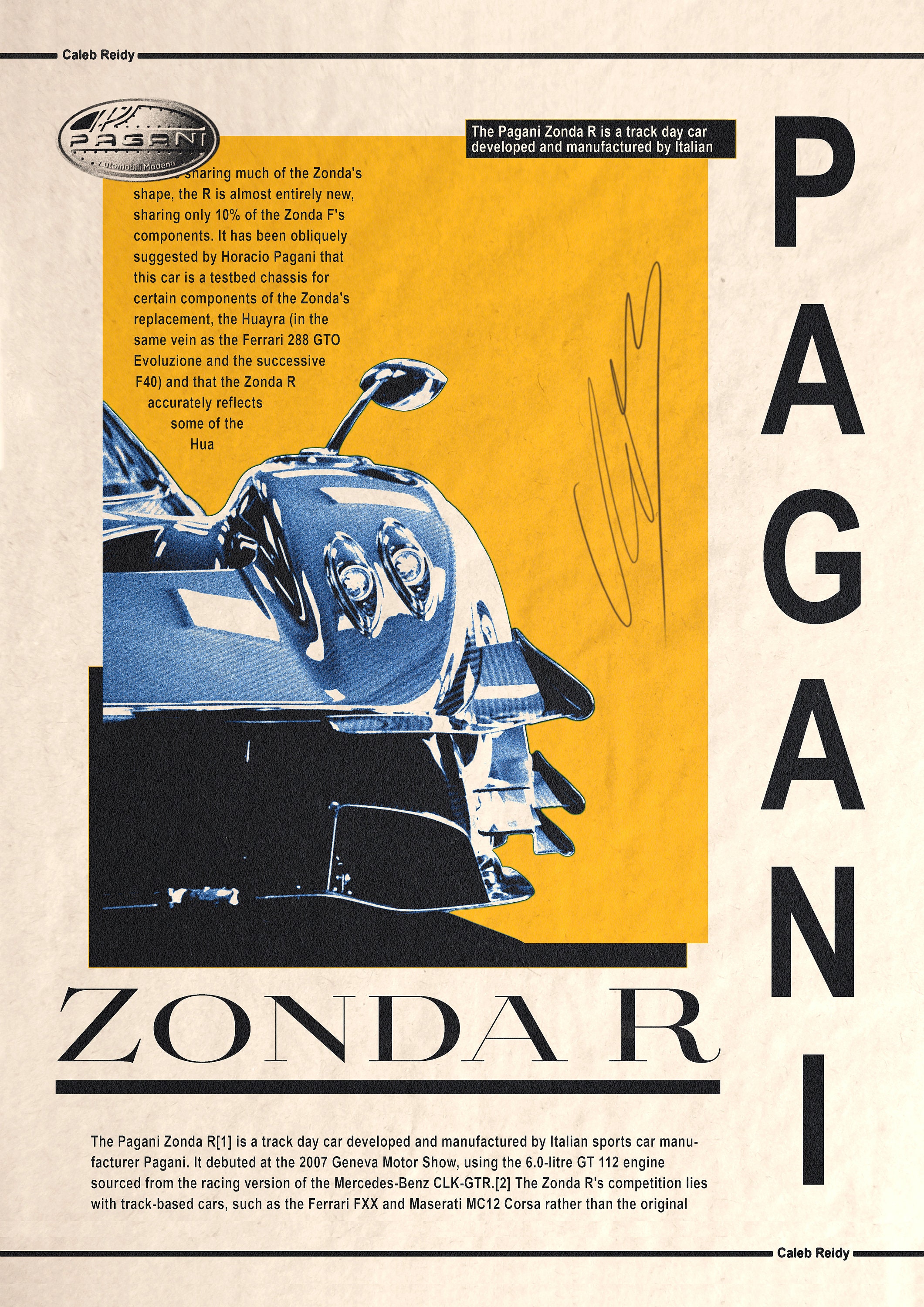 Pagani Zonda R Vintage A3 Poster. Print, Sports Car, Retro Supercar ...