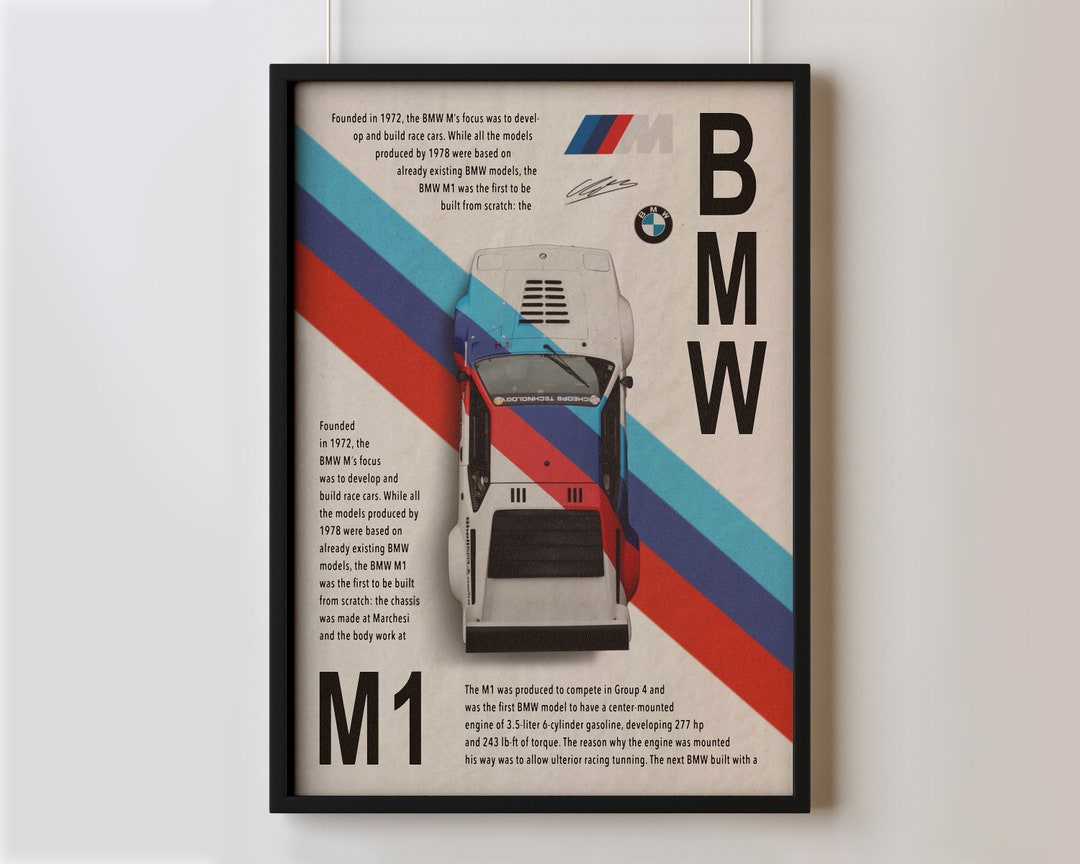 BMW M1 Vintage Poster BMW M1 Poster Vintage Car Poster Bmw M1 Art ...