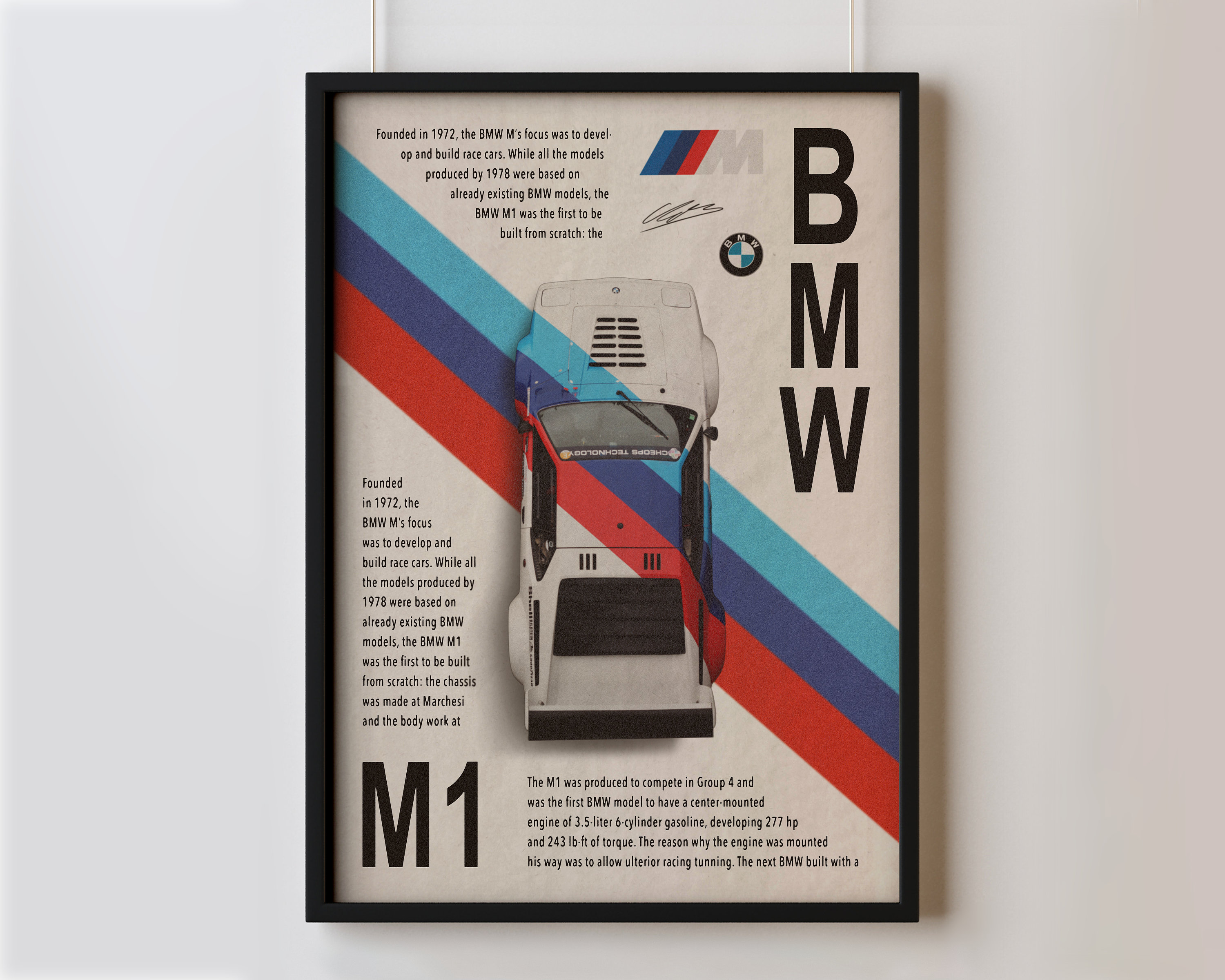 BMW M1 Vintage Poster BMW M1 Poster Vintage Car Poster Bmw M1 Art ...
