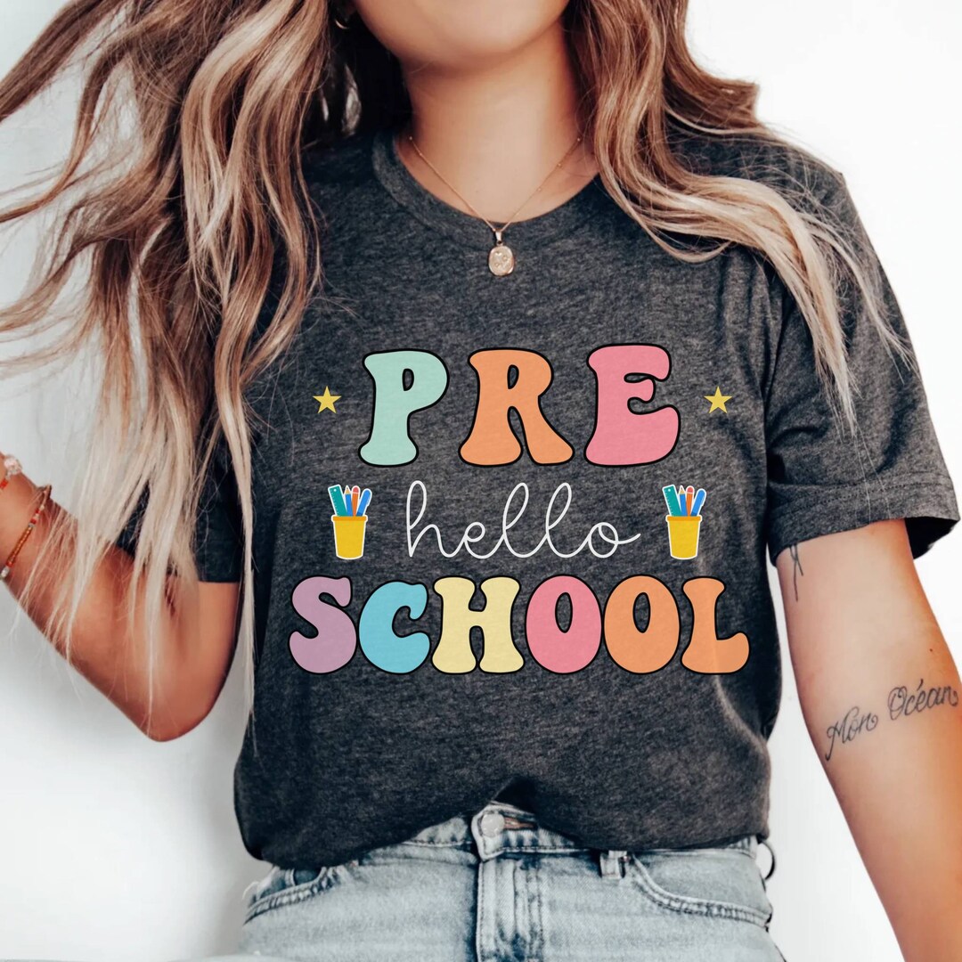Preschool Teacher Shirt, Hello Preschool Shirt, Preschool Gift, Retro ...