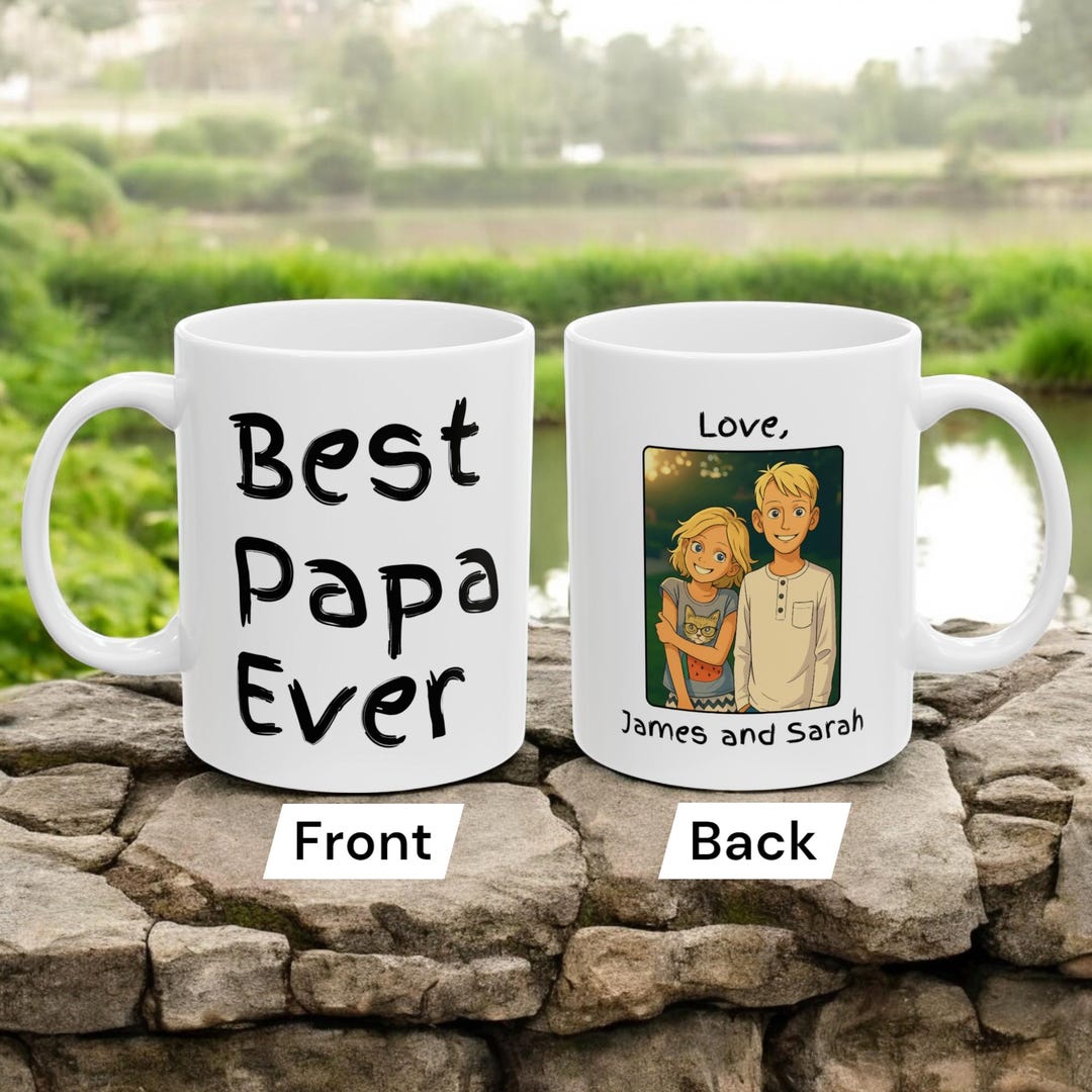 Best Papa Ever Mug, Personalized Photo Mug for Papa, Gift for Grandpa ...