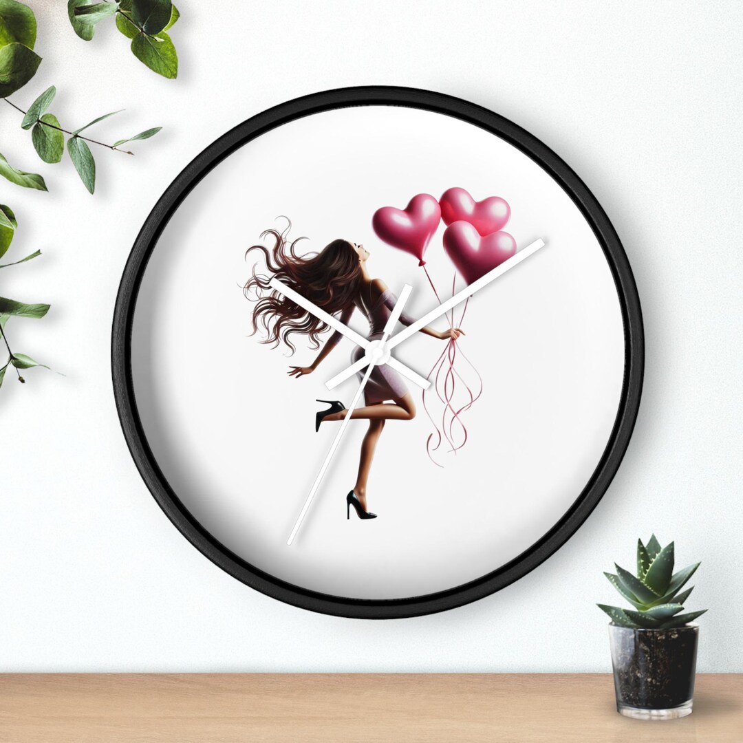 Romantic Wall Clock With Heart Balloons for Home Decor, Perfect Gift ...