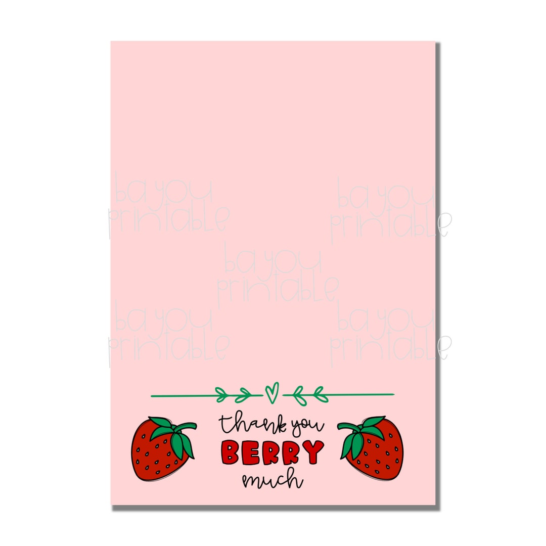 Thank You Berry Much Printable Cookie Cards, Digital Download, 3.5x5 In ...