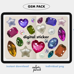 Gem Pack Digital Stickers - High Resolution Gemstone Pearl Stickers ...