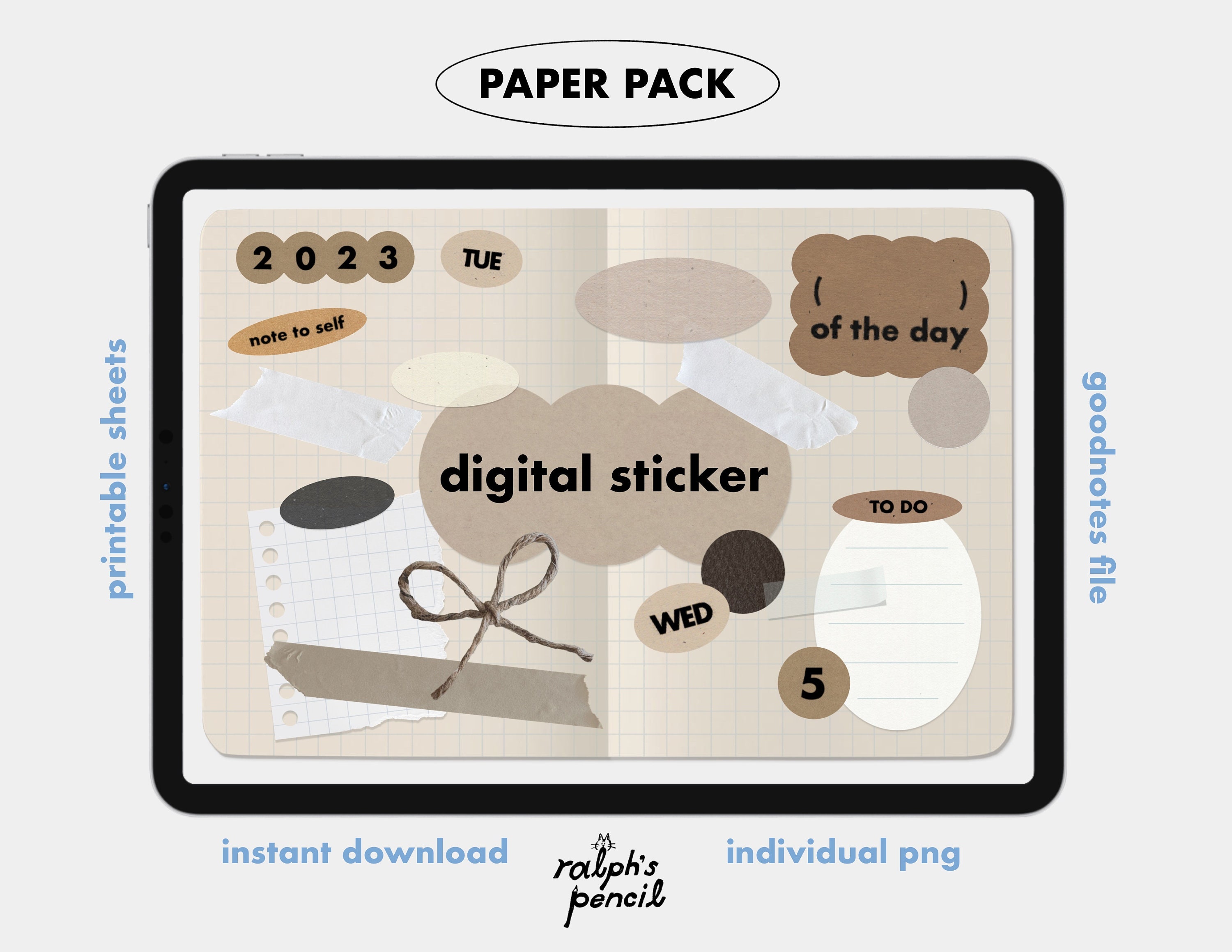 Paper Pack Digital Stickers - High-resolution Muji Style Aesthetic ...