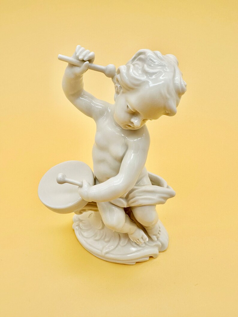 Porcelain Statue of Cherub Drummer Boy TC 1963 Signed and - Etsy