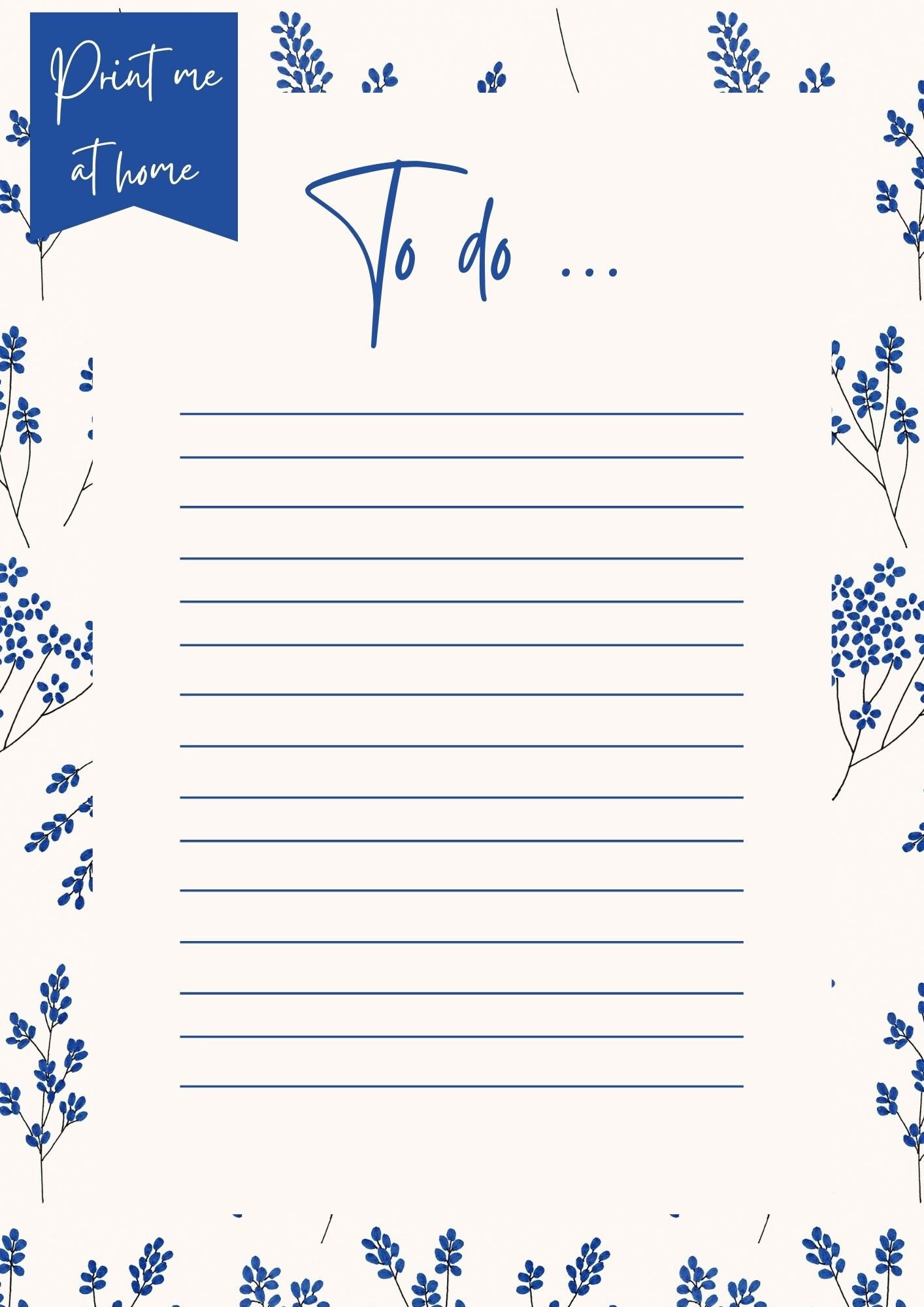 Blue Floral Printable to Do List - Etsy