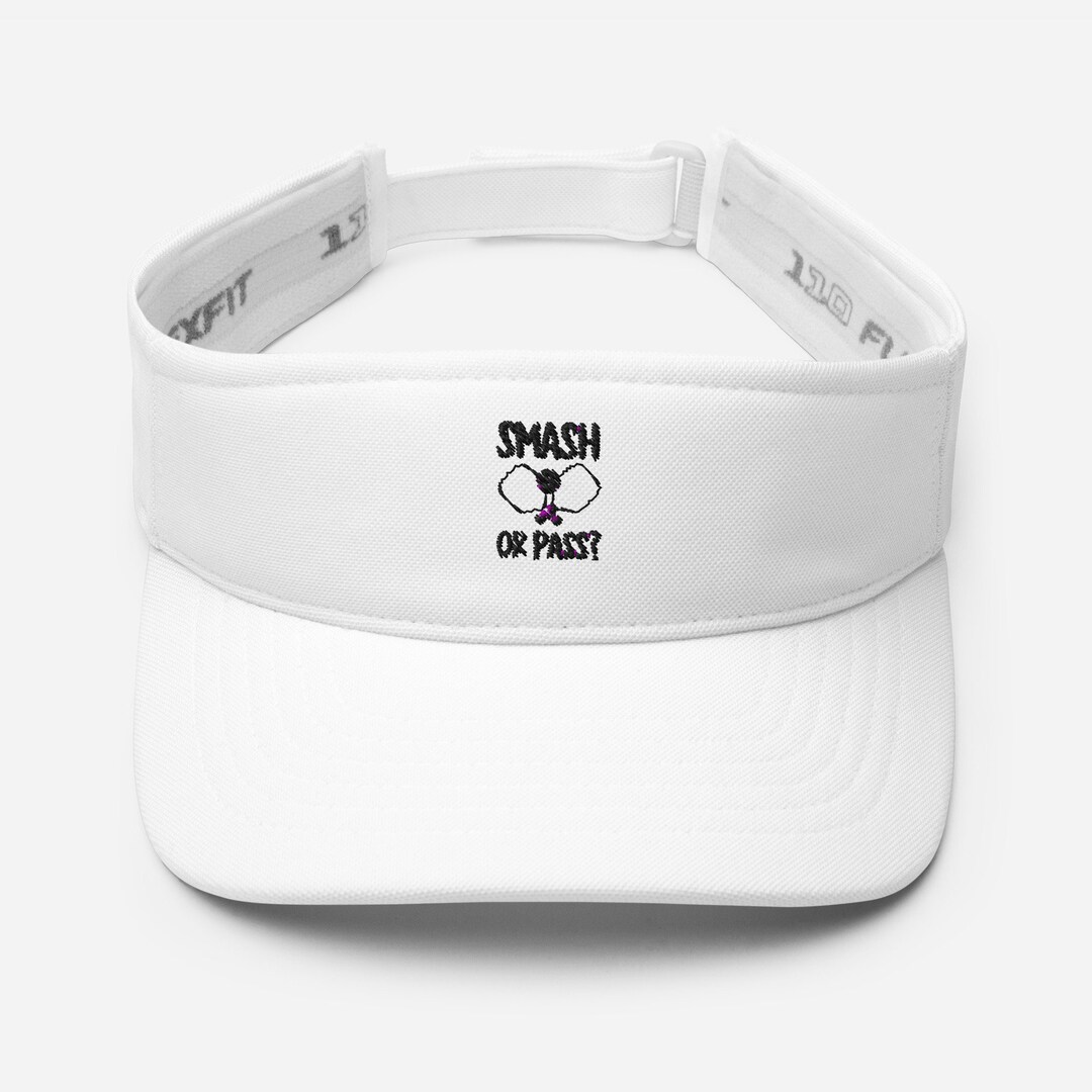 Smash or Pass Pickleball Stretch Sports Visor Tennis Racquetball White ...