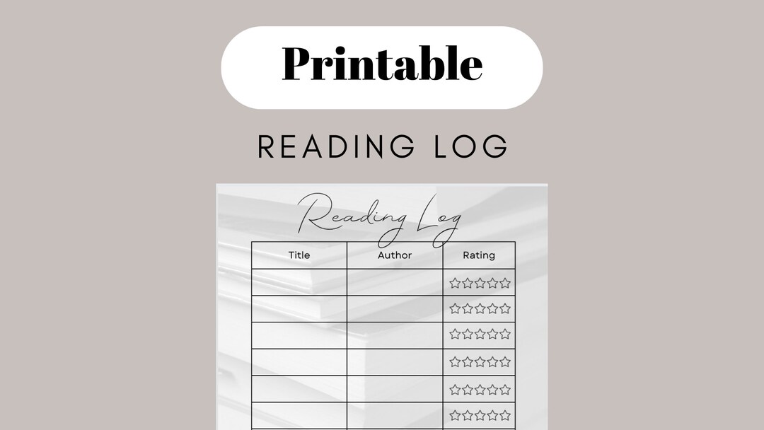 Printable Reading Log Book Tracker - Etsy