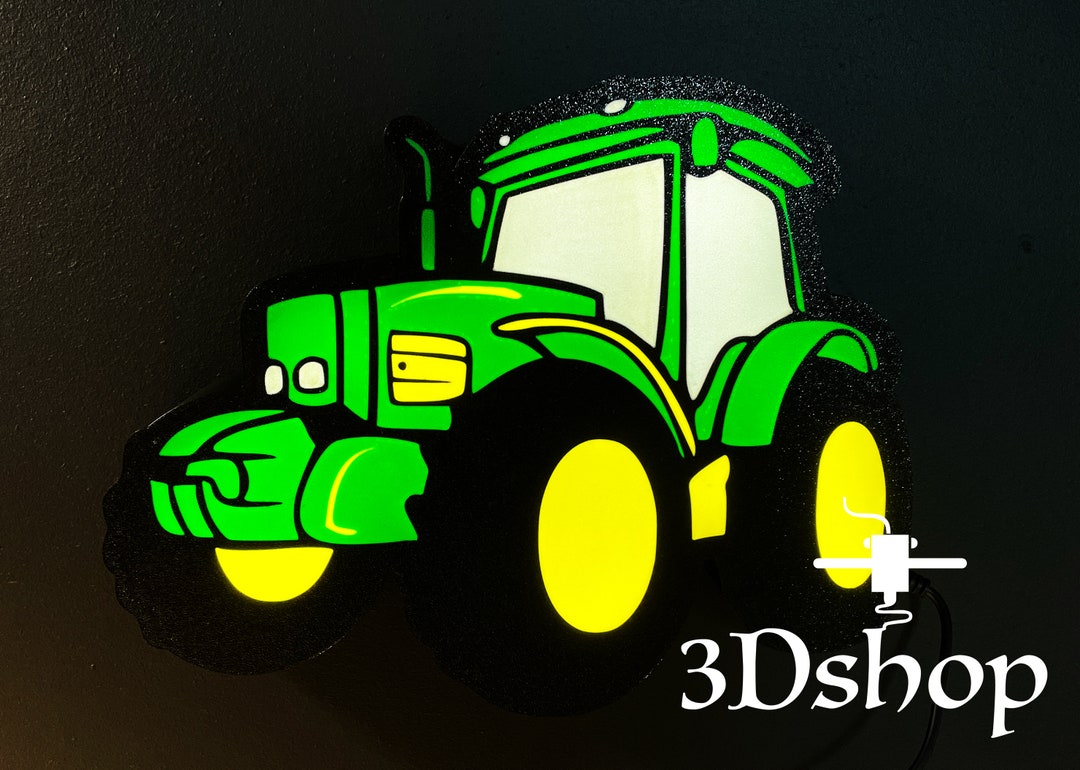 John Deere Tractor Lightbox Lamp. 3D PRINT, PLA, MULTICOLOR - Etsy