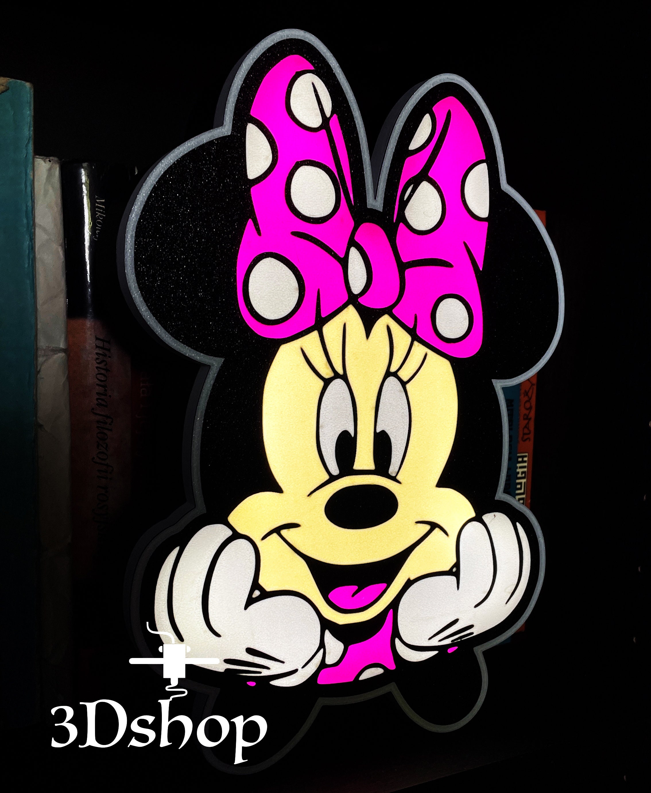 Minnie Mouse Lightbox Lamp. 3D PRINT, PLA, MULTICOLOR - Etsy