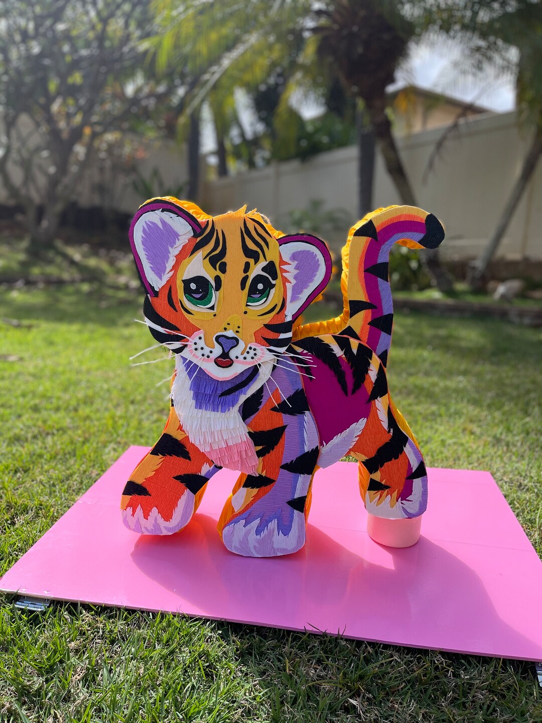 Rainbow Tiger Piñata Personalized | Neon Animal Party Decor | Custom ...