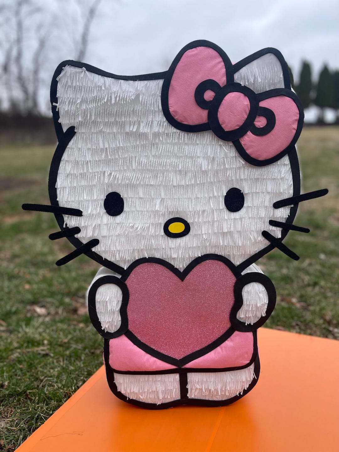 Pink Kitty Piñata With Heart – Handmade Kids Birthday Party Decoration ...