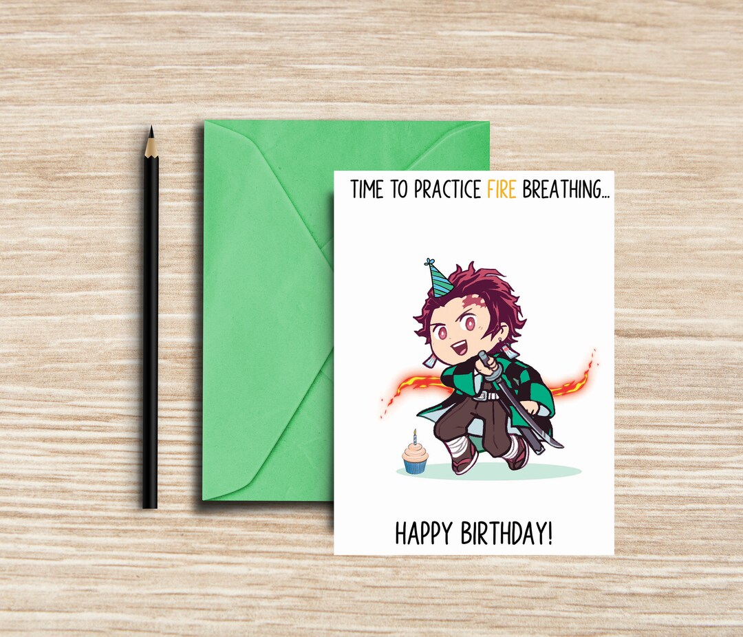 Anime Birthday Card Kawaii Cute Birthday Card Nerdy Pun Card Printable ...