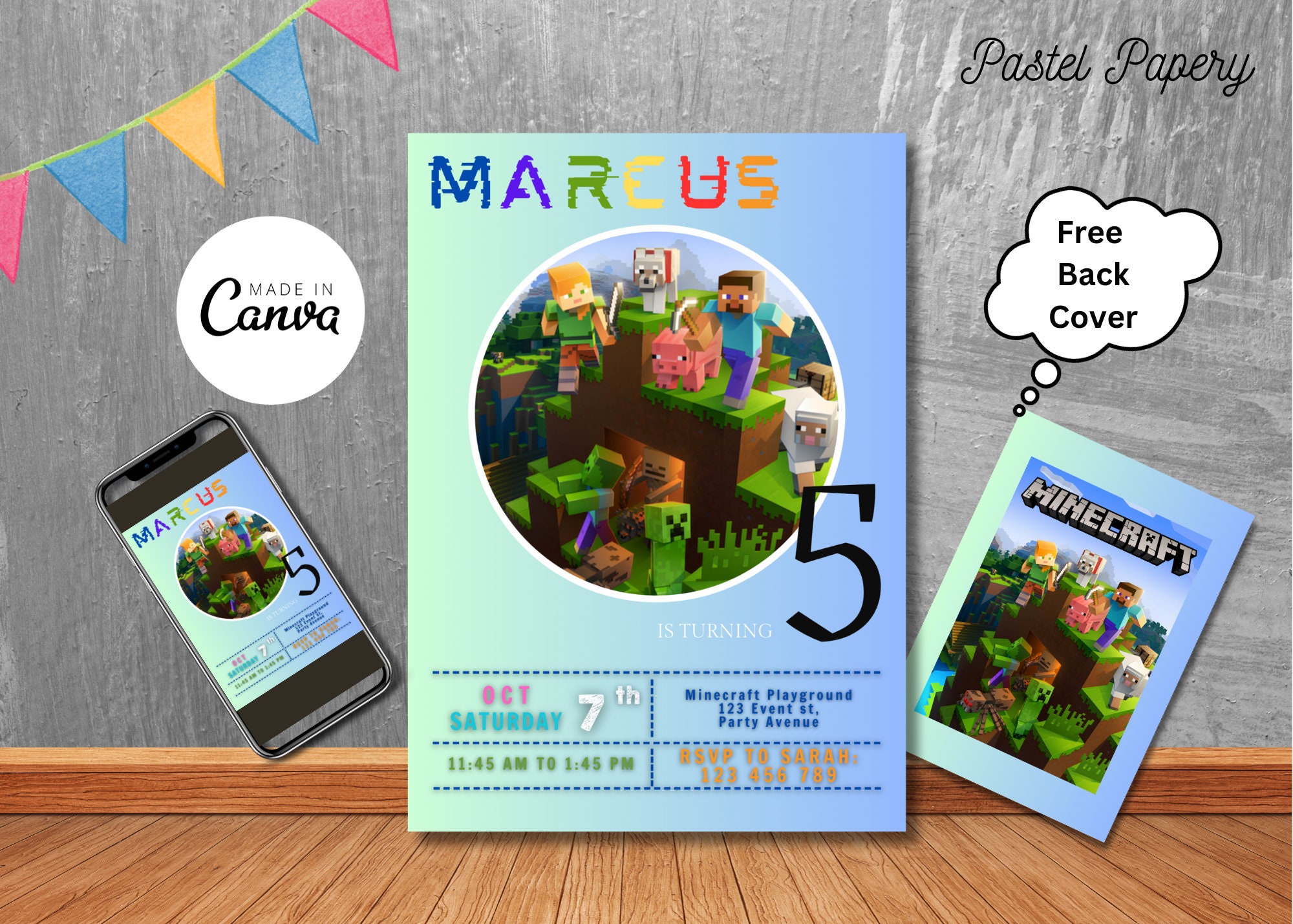 Editable Minecraft Birthday Invitation Printable Mine Theme - Etsy