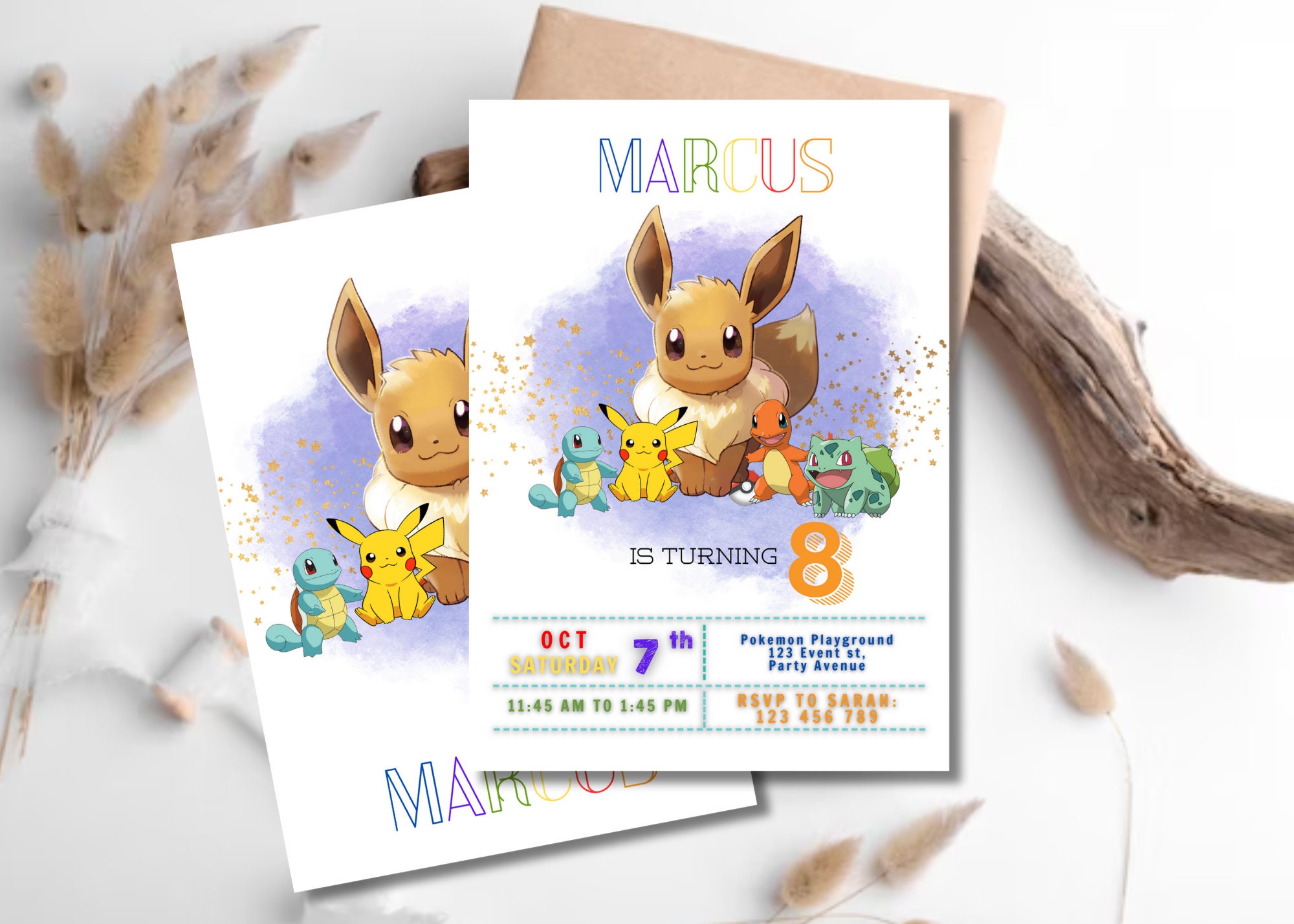 Editable Pokemon Birthday Invitation Printable Evee Theme - Etsy