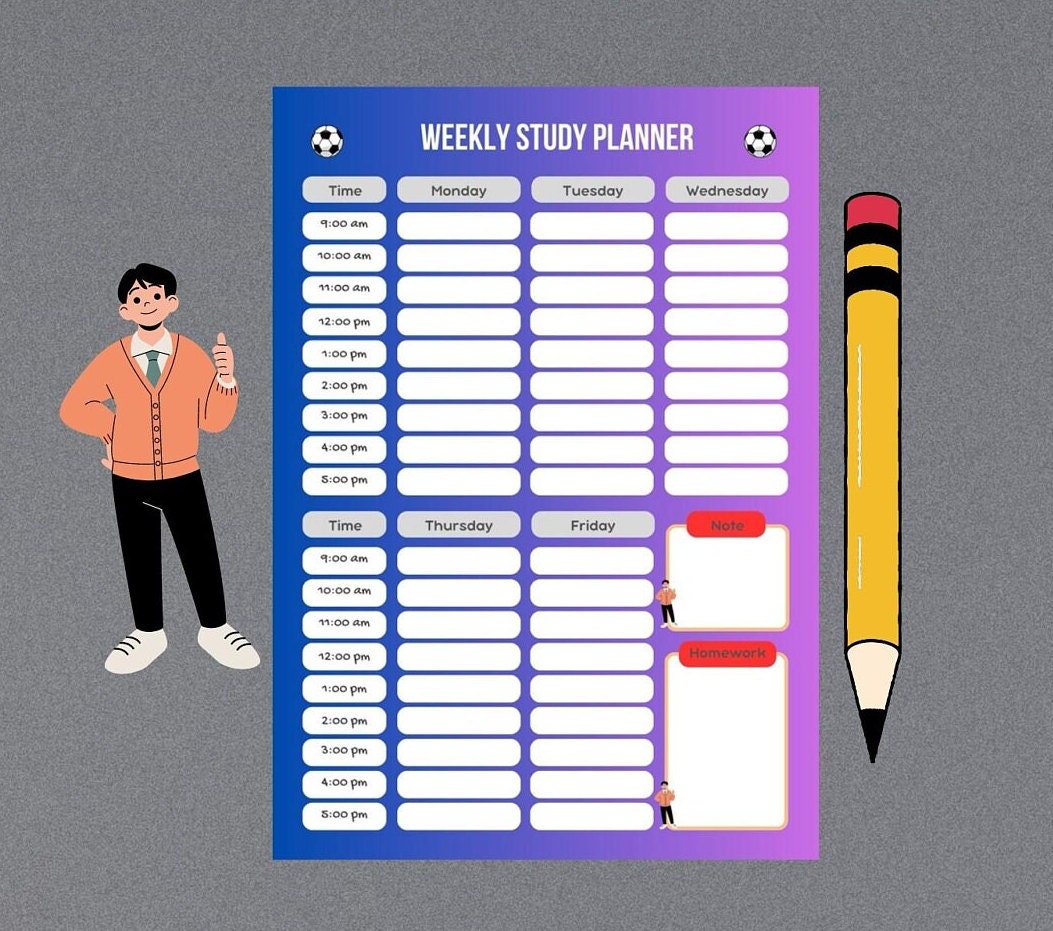 Weekly Study PLANNER for School for Boys Everyday Planner Blue - Etsy