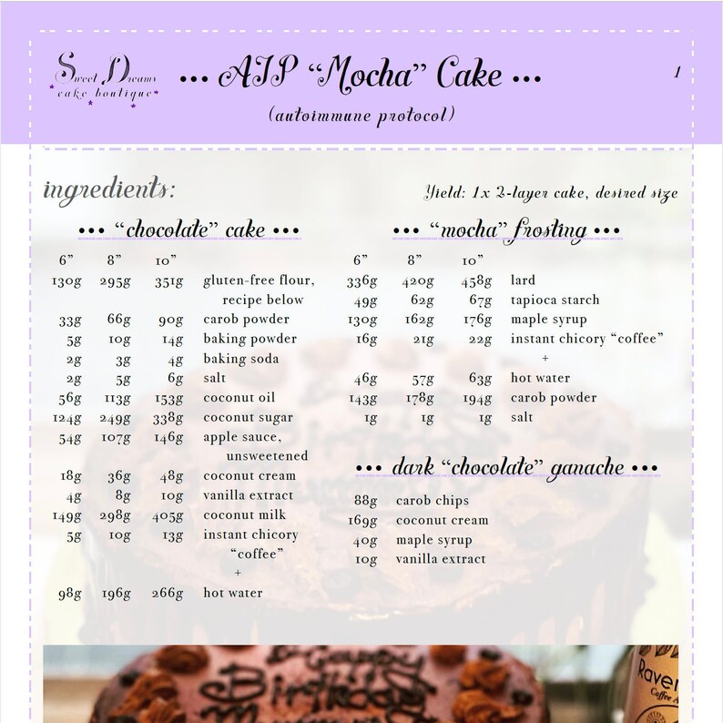 Autoimmune Protocol (AIP) "mocha" Cake Recipe - Etsy