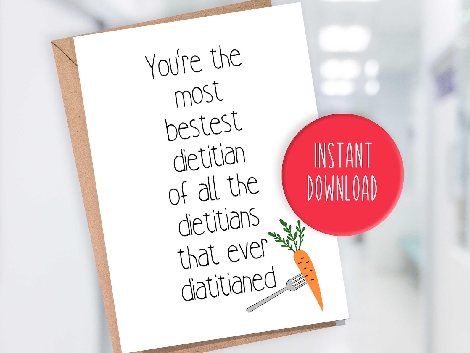 Dietitian Card - Dietitian Thank You Card - Dietitian Appreciation Card ...